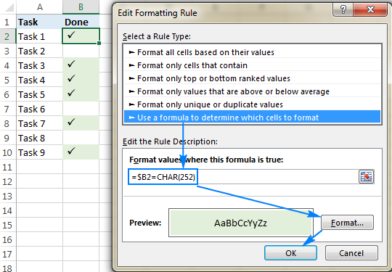 روش های درج علامت تیک و علامت ضربدر در اکسل - تِک یاران